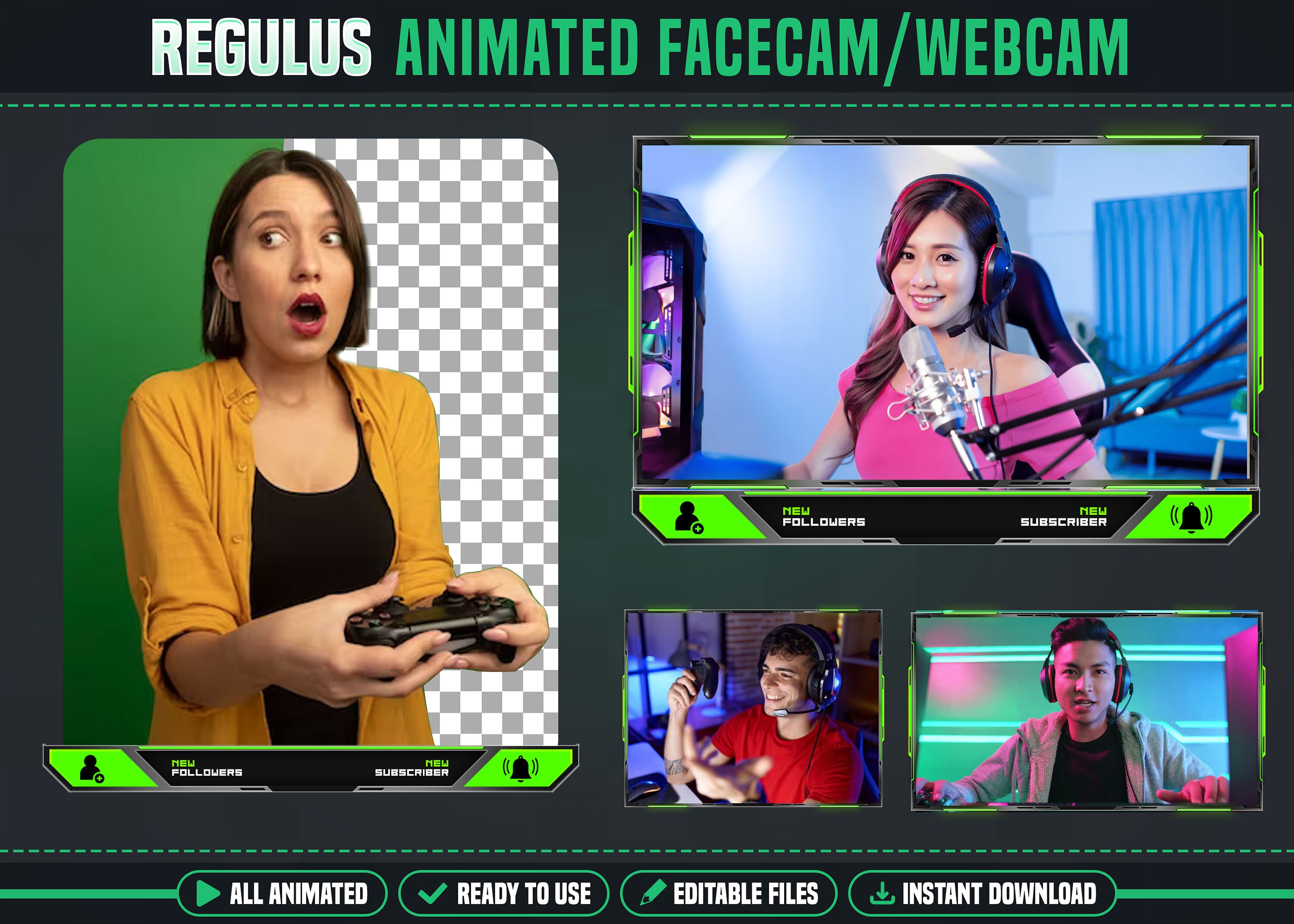 Green Twitch Overlay Package Green Twitch Theme Stream Overlay Pack ...