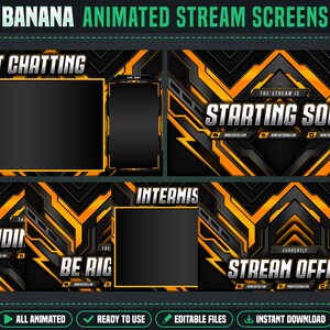 Professional Yellow Overlay Clean Stream Overlays Package for Twitch ...