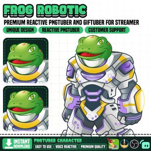 Robotic Frog Pngtuber Premade Pngttuber Thematic Pngtuber Animal ...