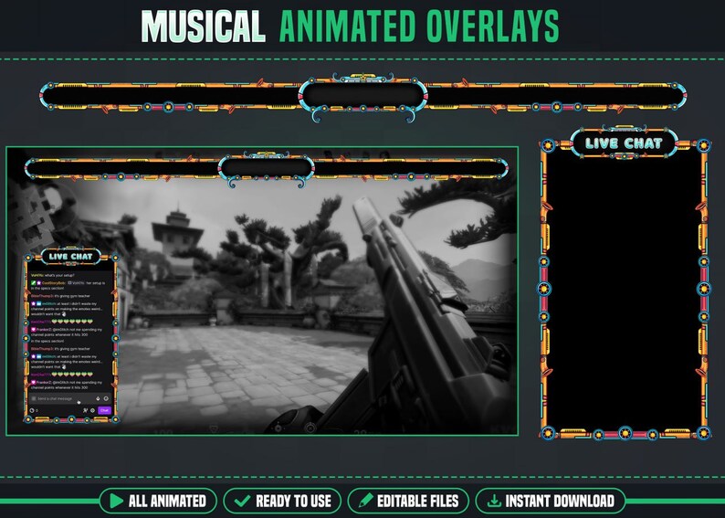 Music Classic Stream Overlay Package Music Twitch Package Music Classic ...