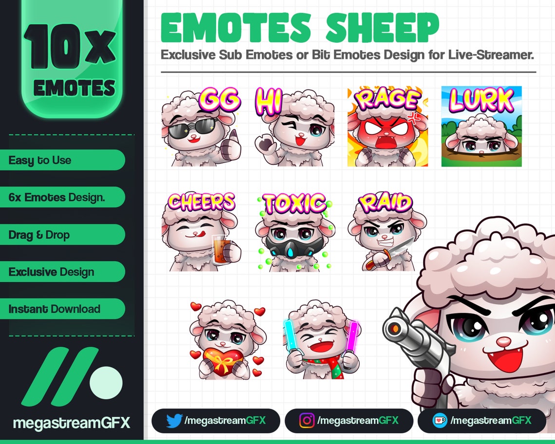 10x Sheep Emotes for Twitch Christmas Theme Twitch Emotes - Etsy