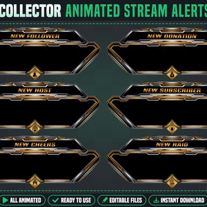 Professional Clean Gold Overlay Pack for Twitch Twitch Overlay Stream ...