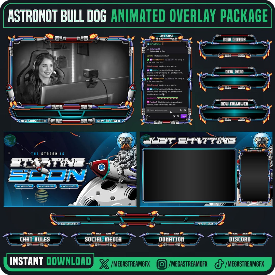 Stream Overlay Pack Galaxy Bulldog Cosmic Overlay Display Overlay for ...