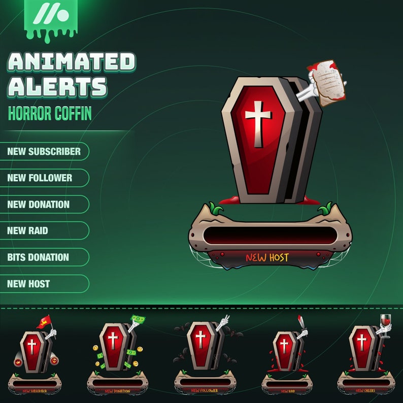 Red Coffin Alert Pack Horror Theme Alert Premade Twitch Alert Stream ...