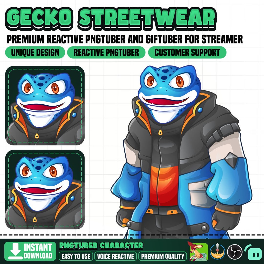 Gecko Streetwear Pngtuber Premade Pngtuber Thematic Pngtuber Animal ...