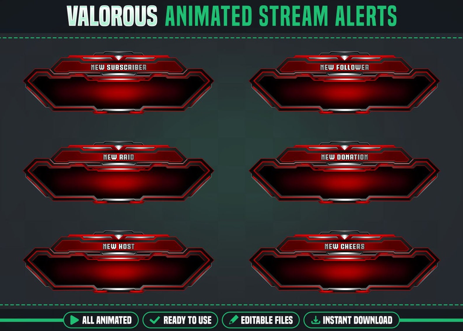 Red Color Stream Pack Professional Red Overlay Twitch Overlay, Alert ...