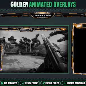 GOLDEN Twitch Overlay Package Gold Stream Overlay Pack Stream Overlay ...