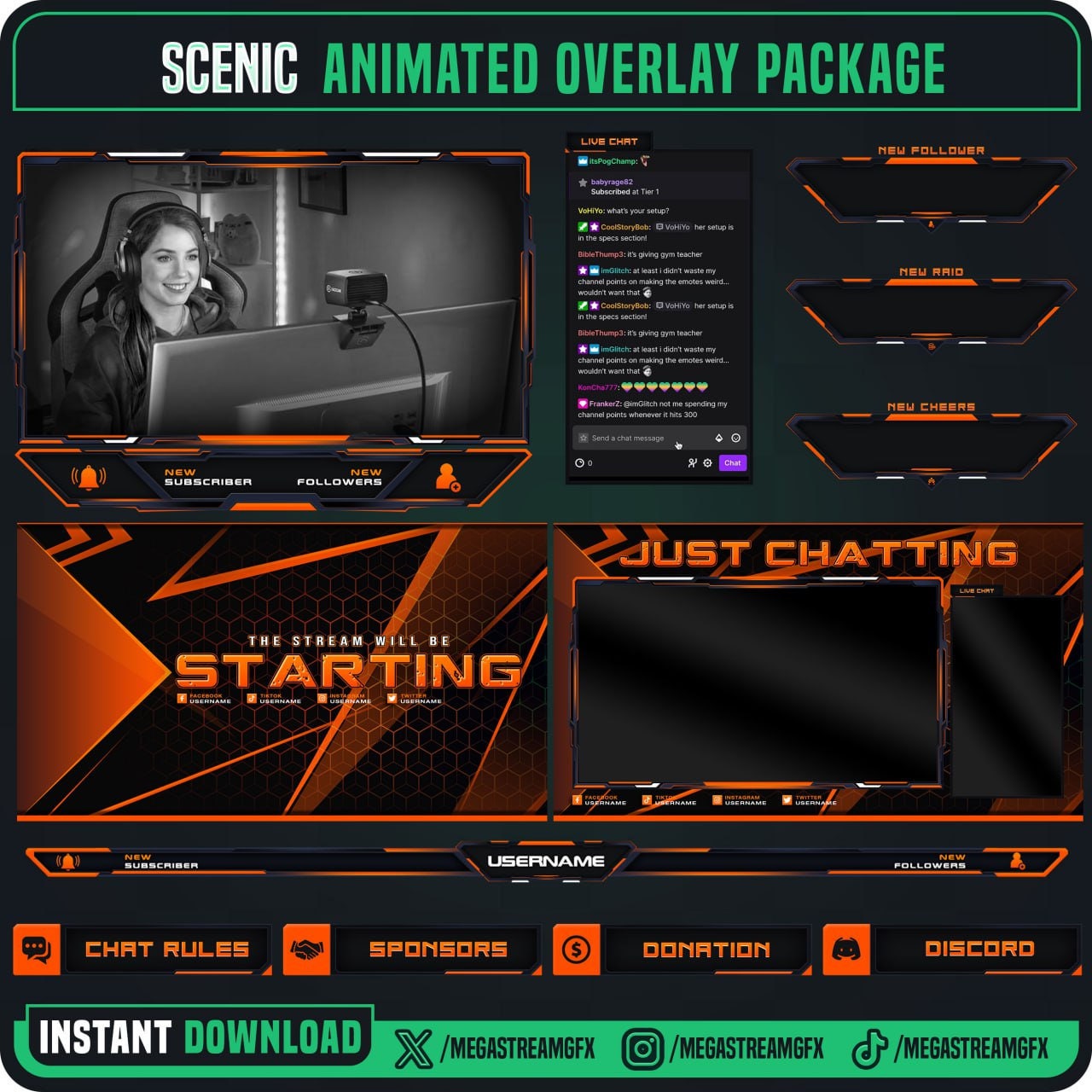 Professional Orange Stream Overlay I Twitch Overlay I Twitch Panels I ...