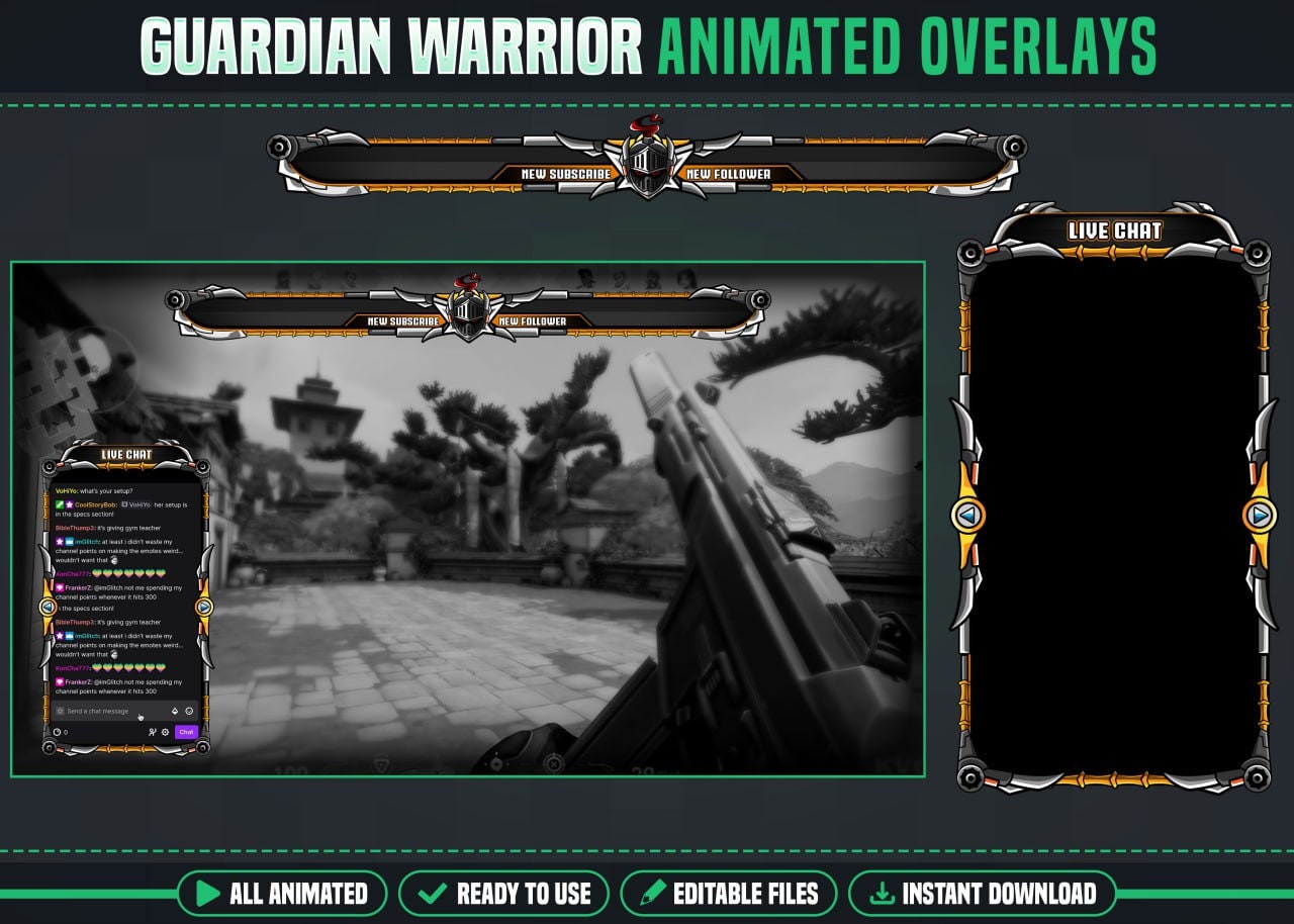 Guardian Warrior Stream Overlay Package Thematic Overlay Overlay for ...