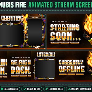 Anubis Fire Stream Overlay Pack Egypt Theme Overlays Overlay for Twitch ...