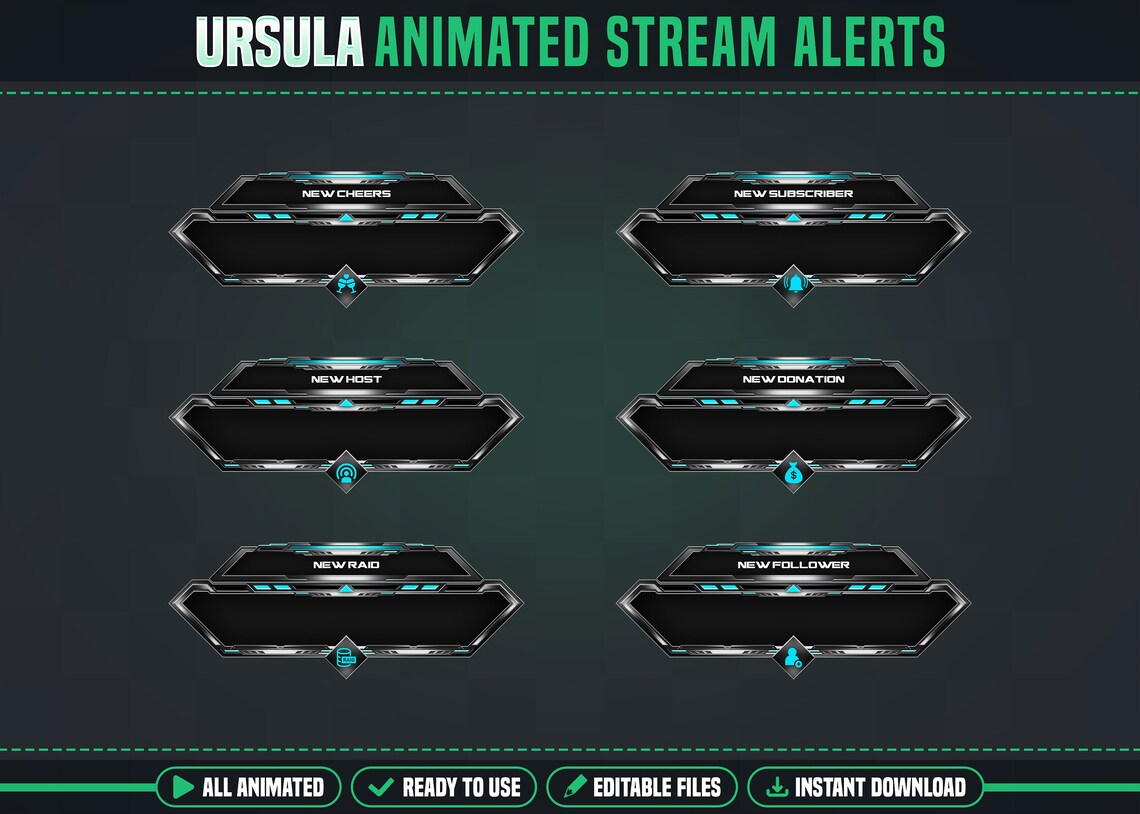 CYAN Twitch Overlay Package Cyan Stream Overlay Pack Stream Overlay ...