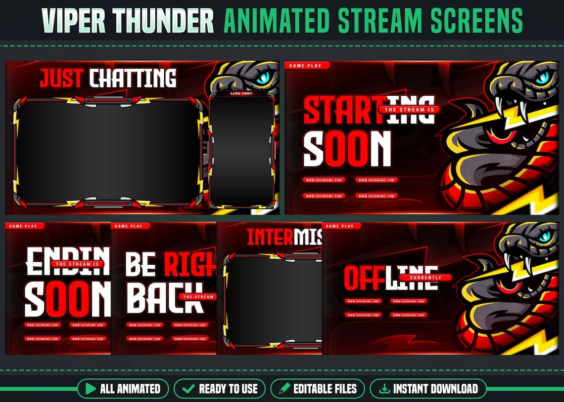 Stream Overlay Pack Viper Thunder Fantasy Stream Overlays Overlay for ...