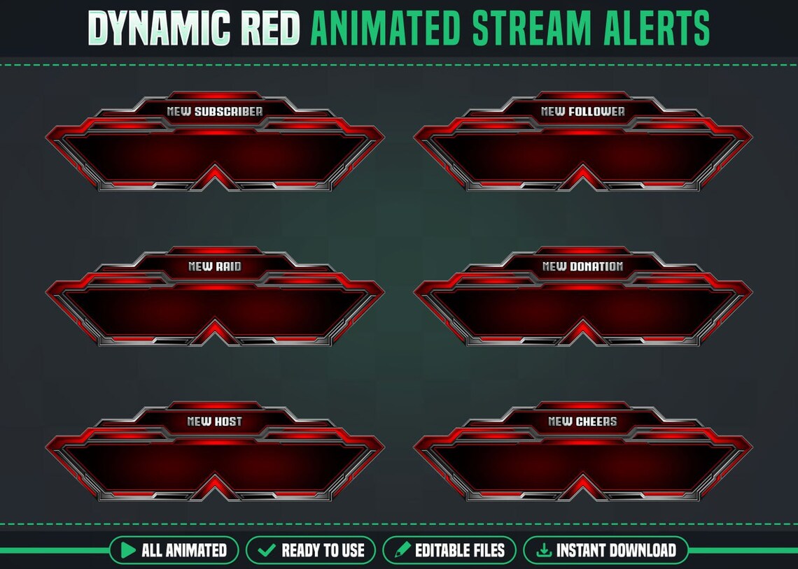 Professional Red Overlay Clean Overlay Twitch Overlay stream Package ...
