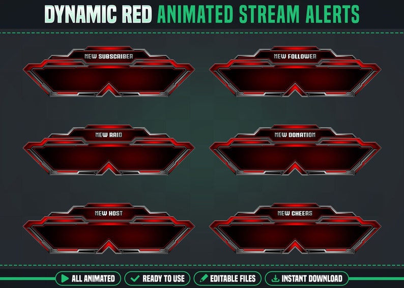 Professional Red Overlay Clean Overlay Twitch Overlay stream Package ...