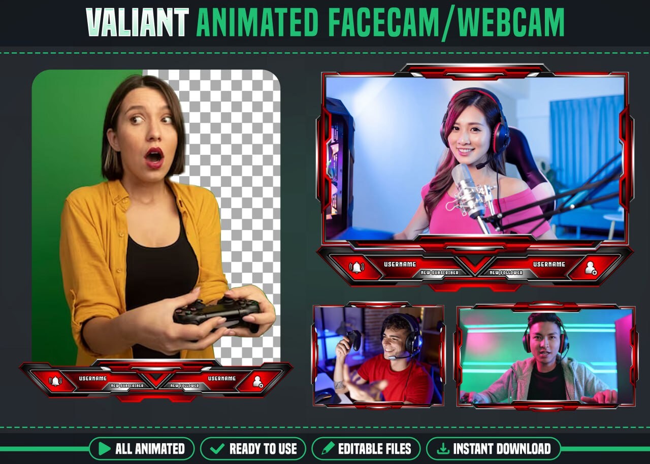 Red Stream Overlay Pack Red Overlay Overlay for Twitch/discord/youtube ...