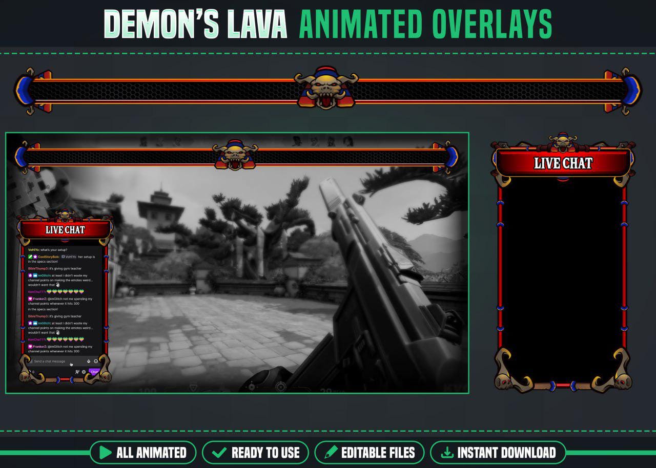 Demonic Stream Overlay Package Horror Stream Overlay Red Stream Overlay ...