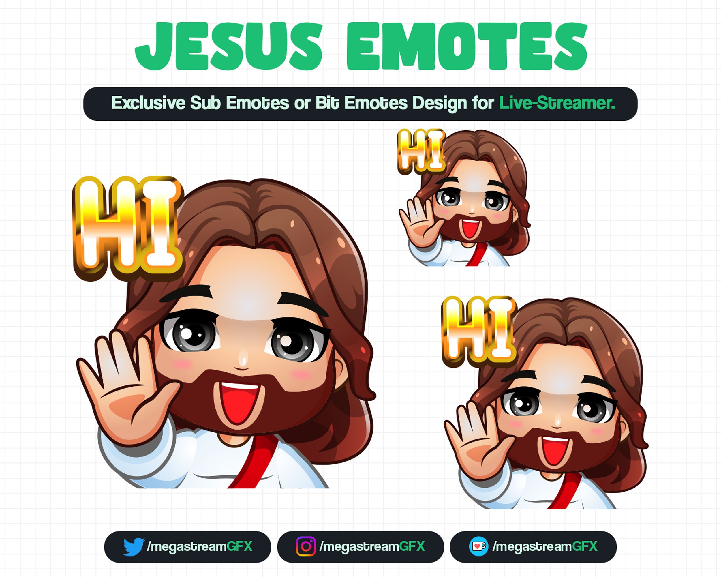10x Jesus Emotes for Twitch Christmas Theme Emotes Youtube - Etsy