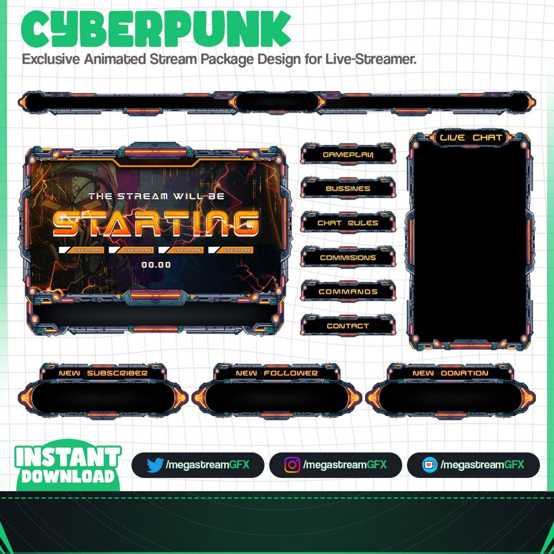 Cyberpunk Animated Stream Overlay Package Cyberpunk Twitch - Etsy Australia
