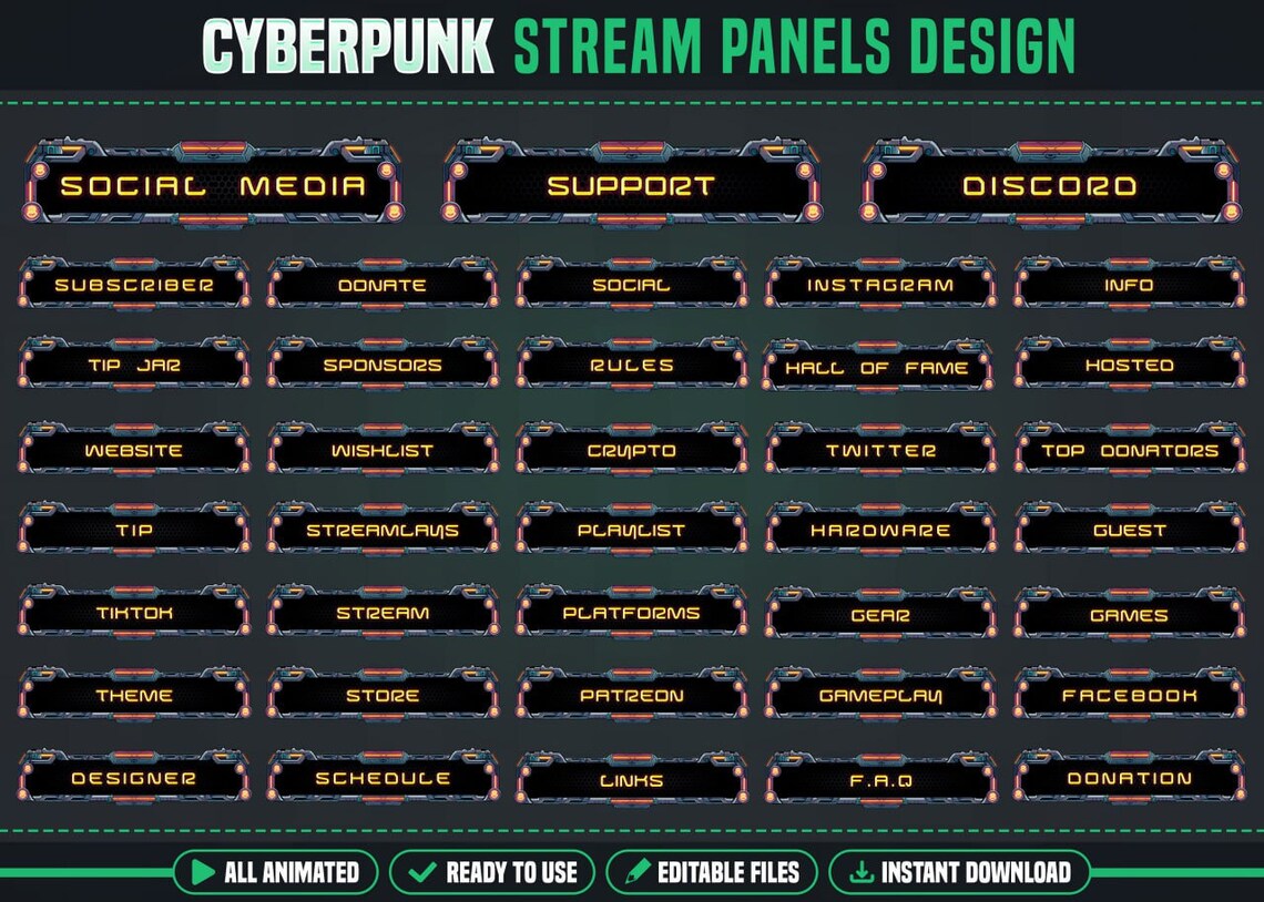Cyberpunk Stream Overlay Package Cyberpunk Twitch Package Cyberpunk ...