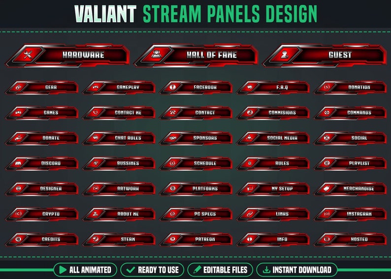 Red Stream Overlay Pack Red Overlay Overlay for Twitch/discord/youtube ...