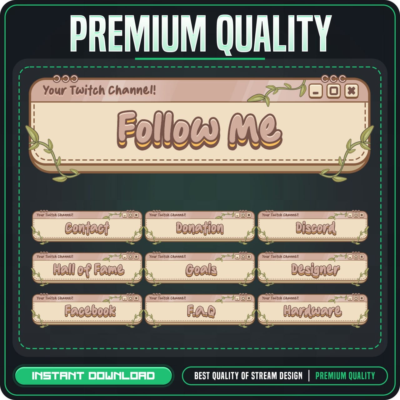 Cottagecore Vines Panels Vines Twitch Panels Customize Text Twitch ...