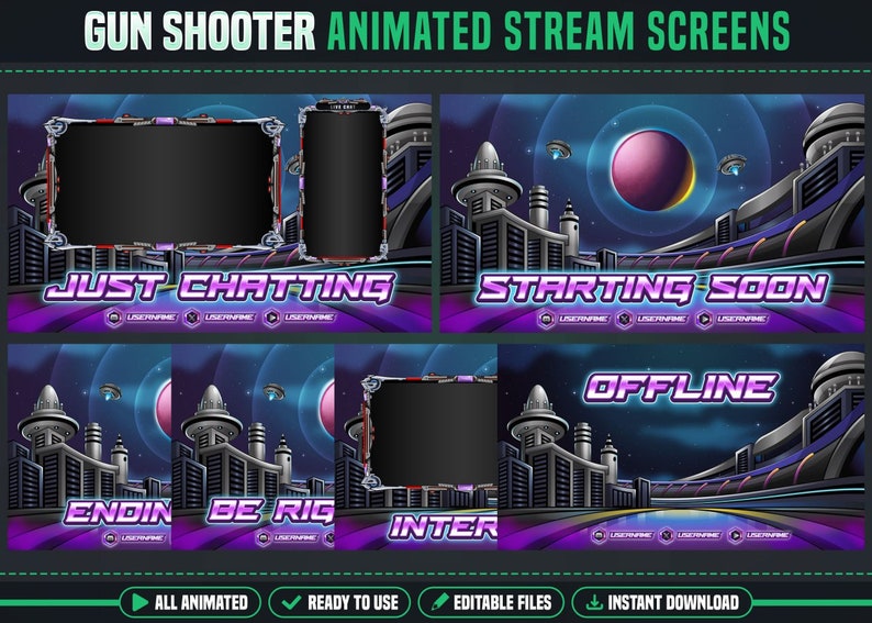 Gun Shooter Stream Overlay Package Gun Shooter Twitch Overlay Twitch ...