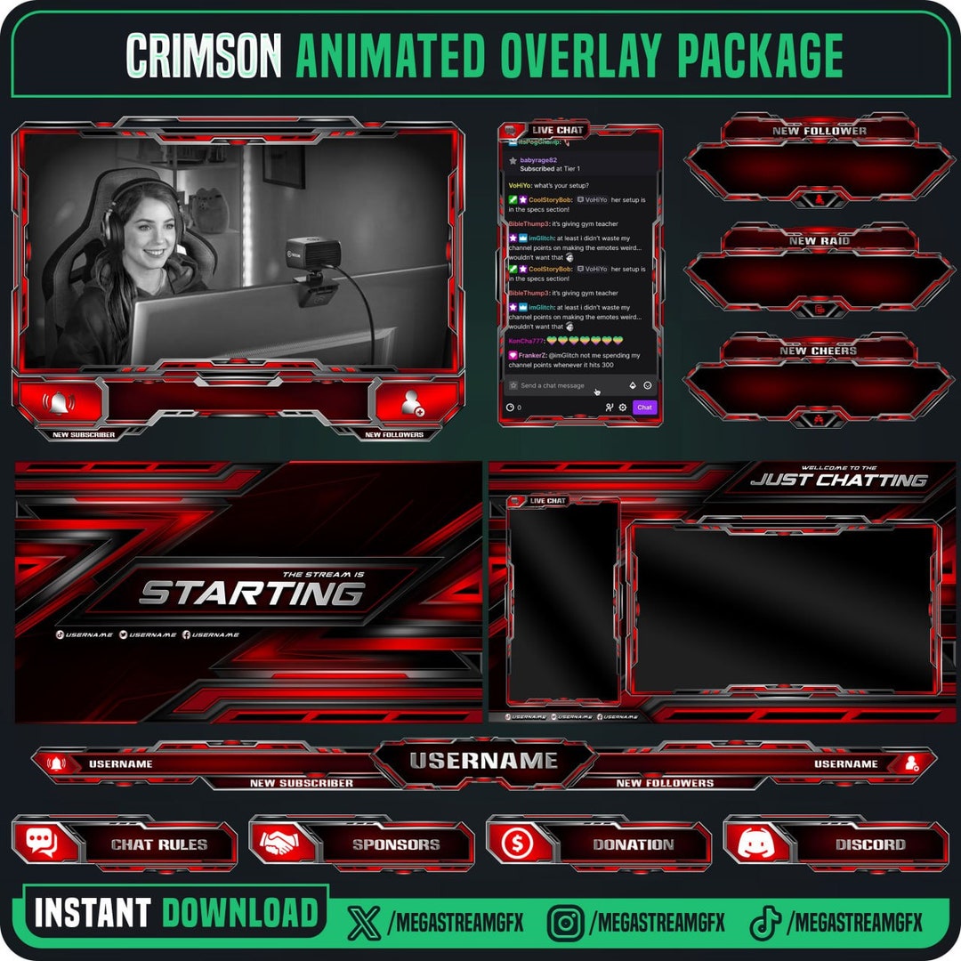 Professional Red Overlay for Stream Red Theme Overlay Clean Overlay ...