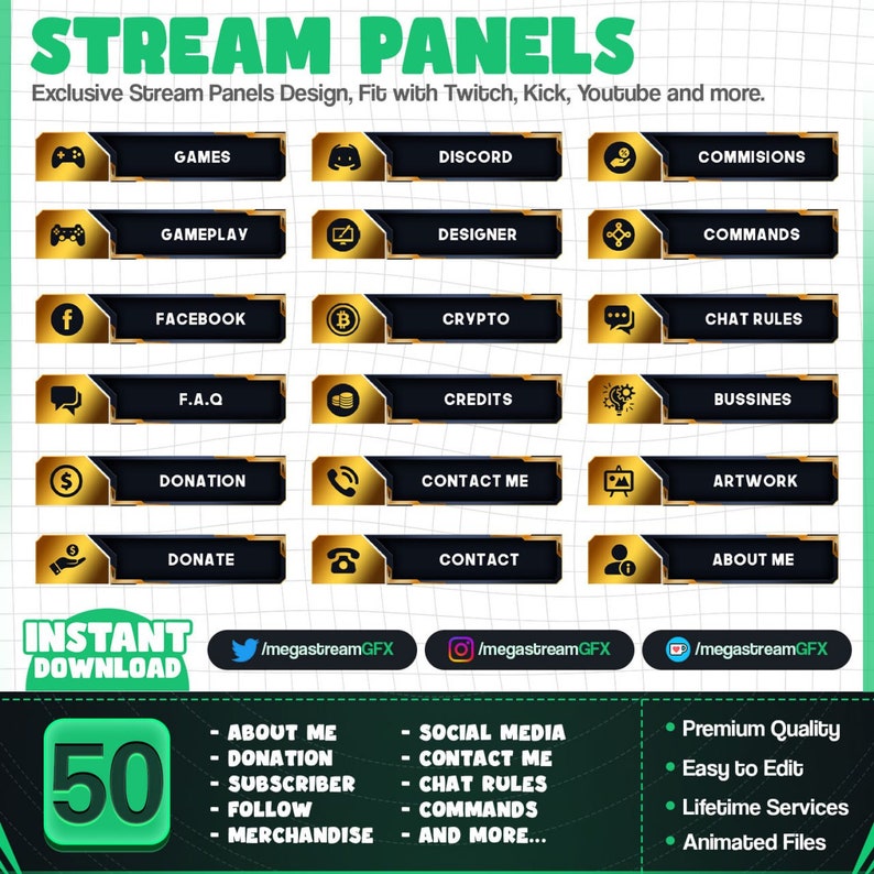 Professional GOLD Stream Overlay I Twitch Overlay I Twitch - Etsy