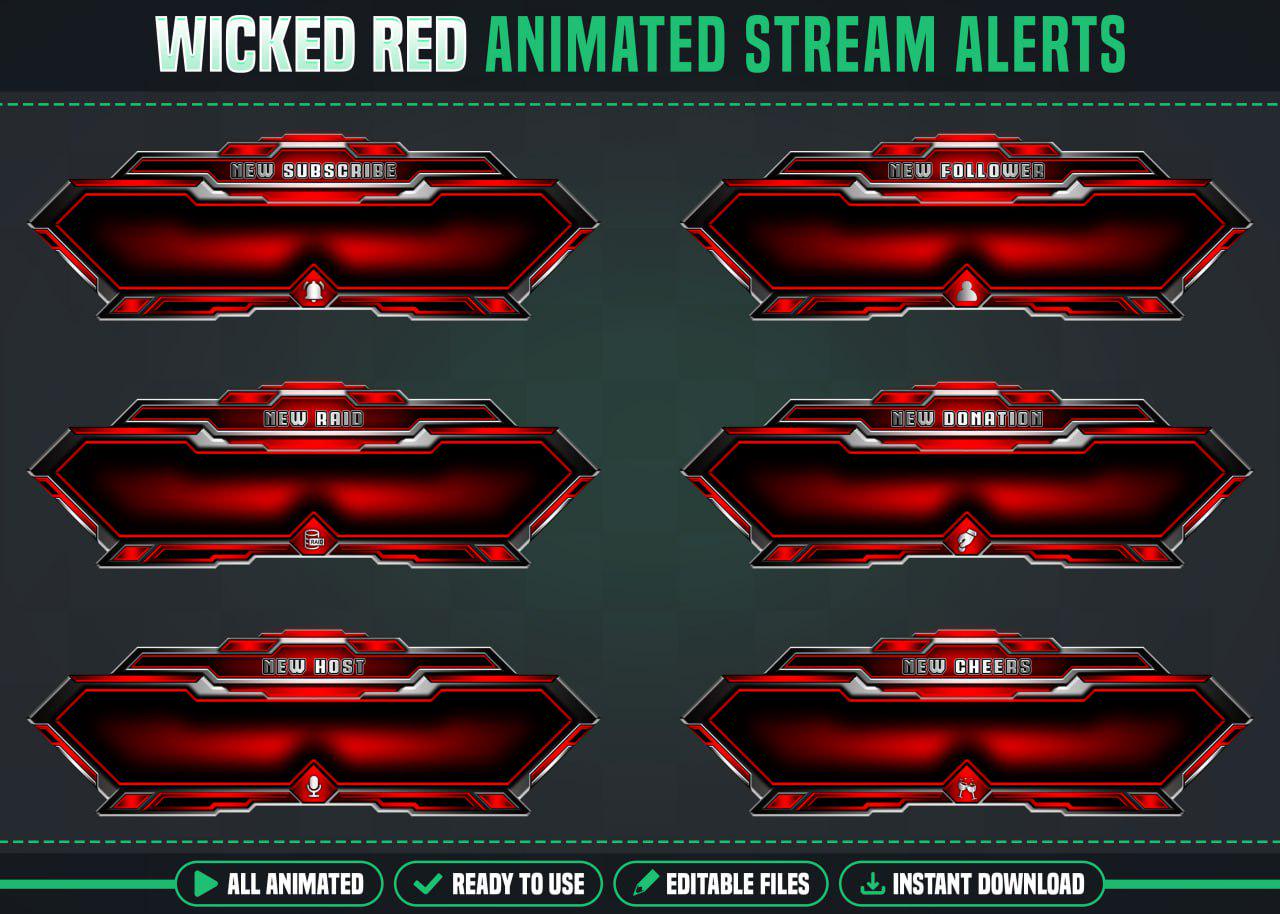 Red Vibes Overlay Professional Red Overlay Twitch Overlay, Alert ...