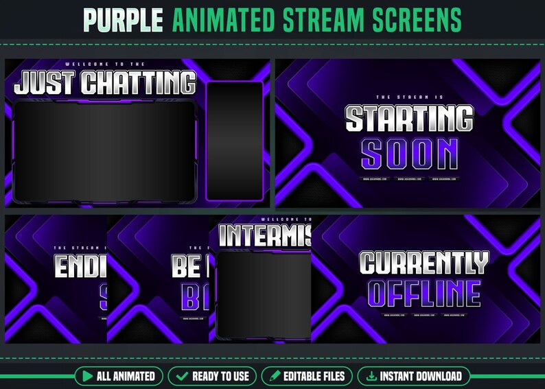Purple Color Stream Pack Professional Purple Overlay Twitch Overlay ...