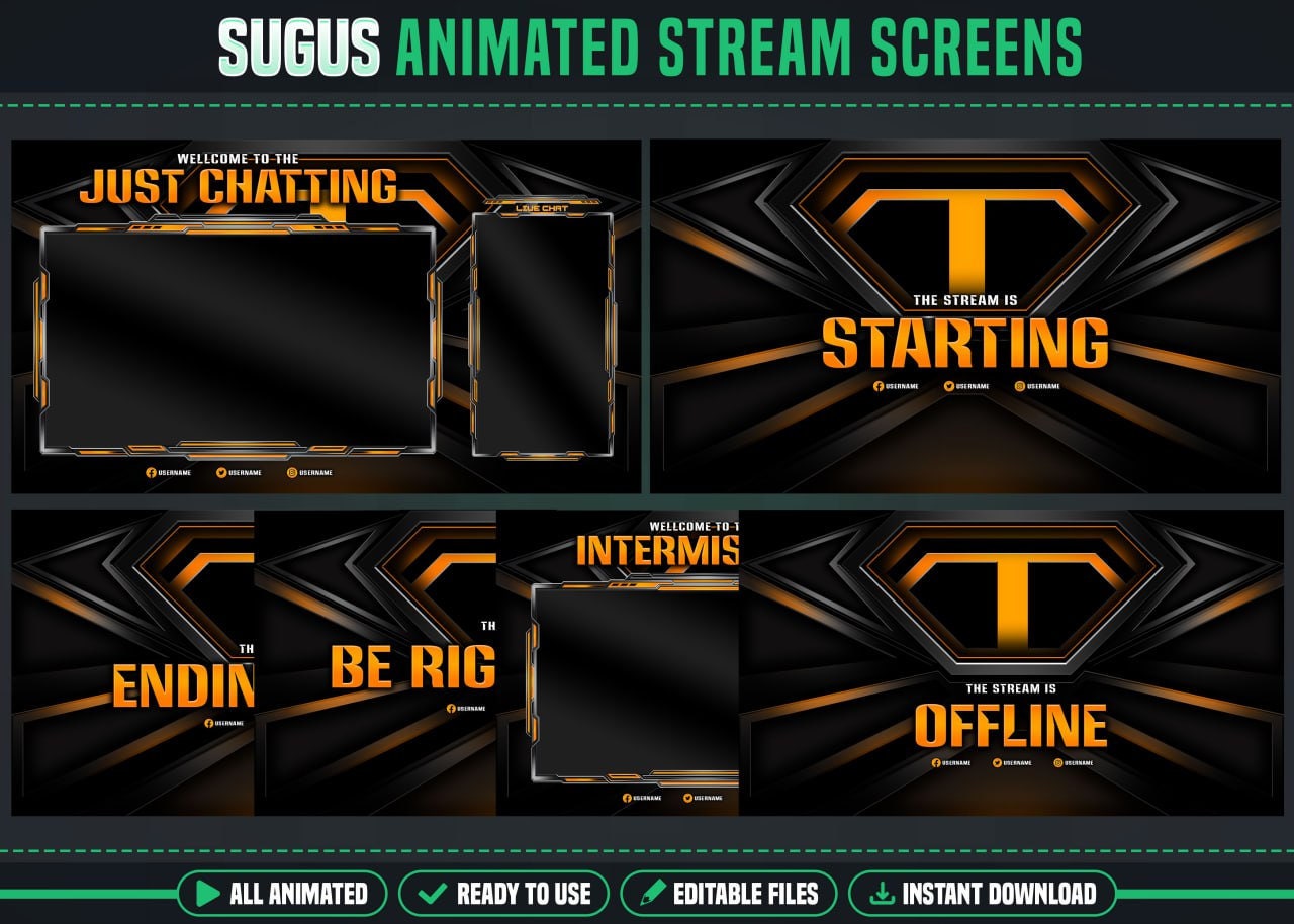 ORANGE Clean Overlay Pack for Twitch Youtube Orange Overlay - Etsy