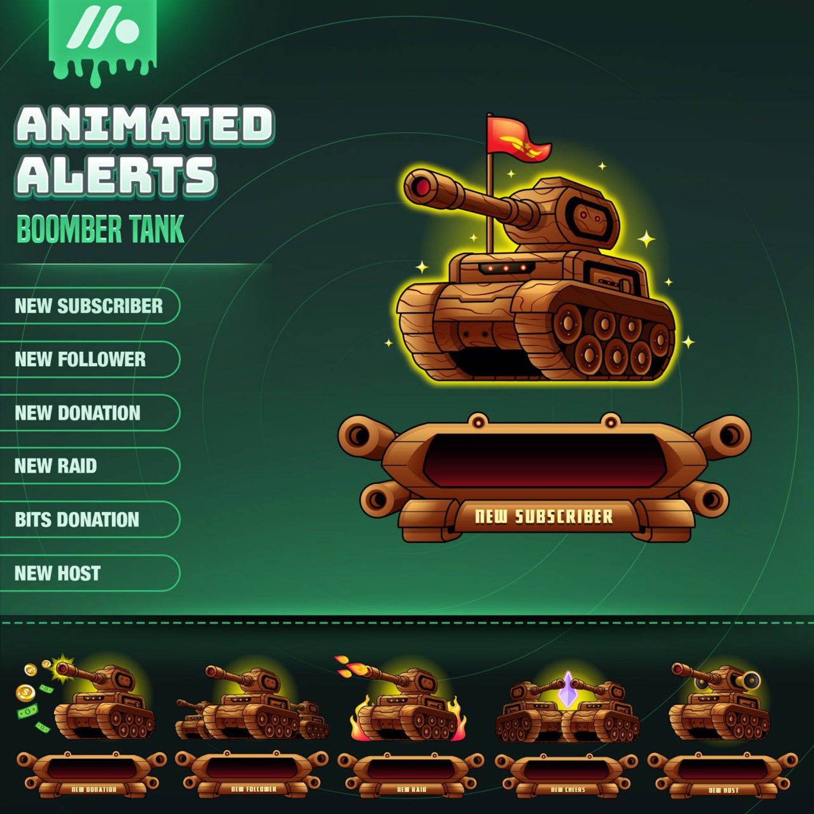 Boomber Tank Alert Pack Vehicle Theme Alert Premade Twitch Alert Stream ...