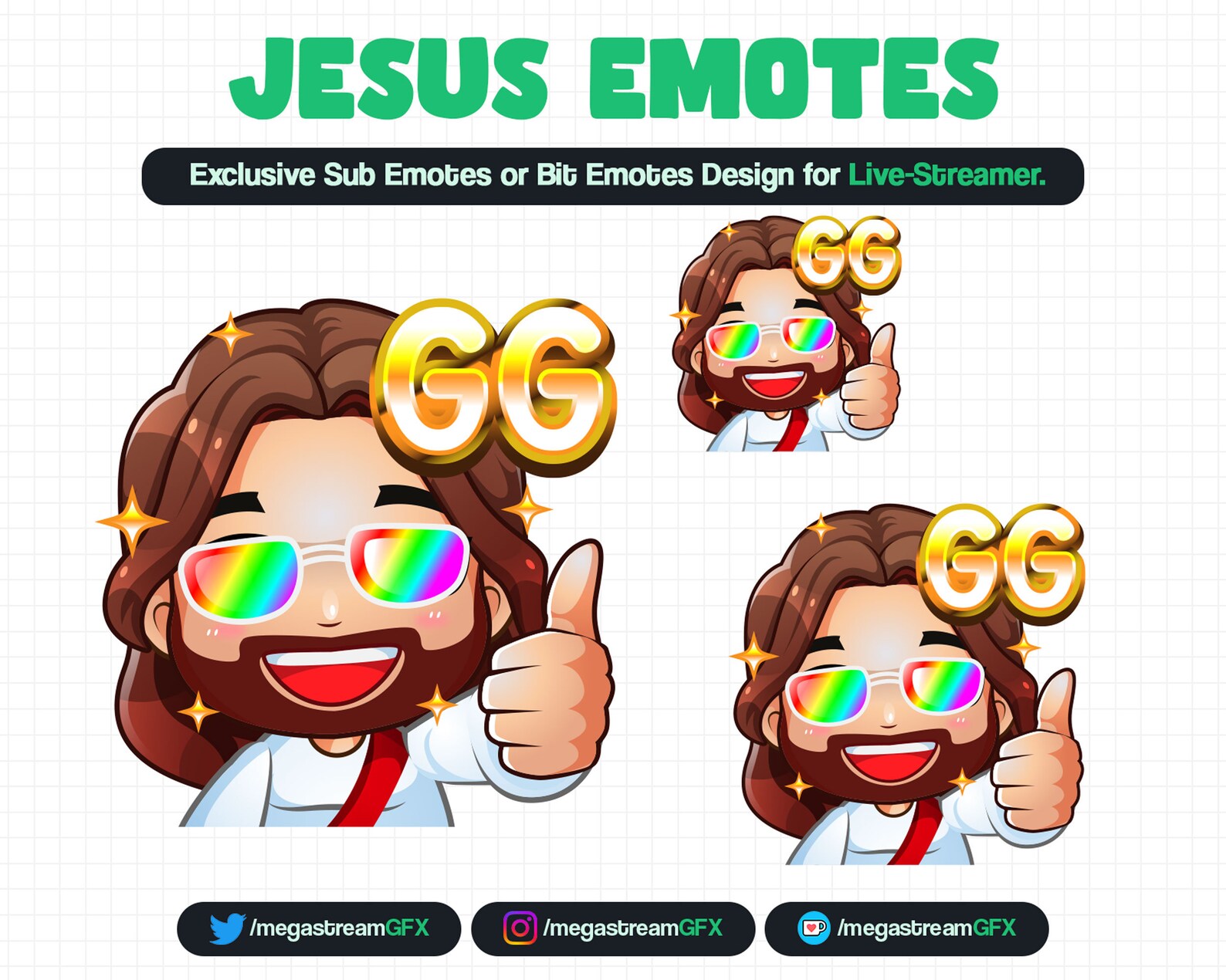 10x Jesus Emotes for Twitch Christmas Theme Emotes Youtube Emotes ...