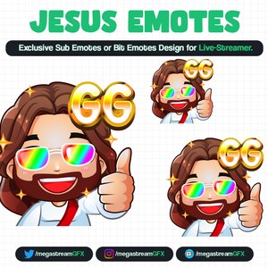 10x Jesus Emotes for Twitch Christmas Theme Emotes Youtube Emotes ...