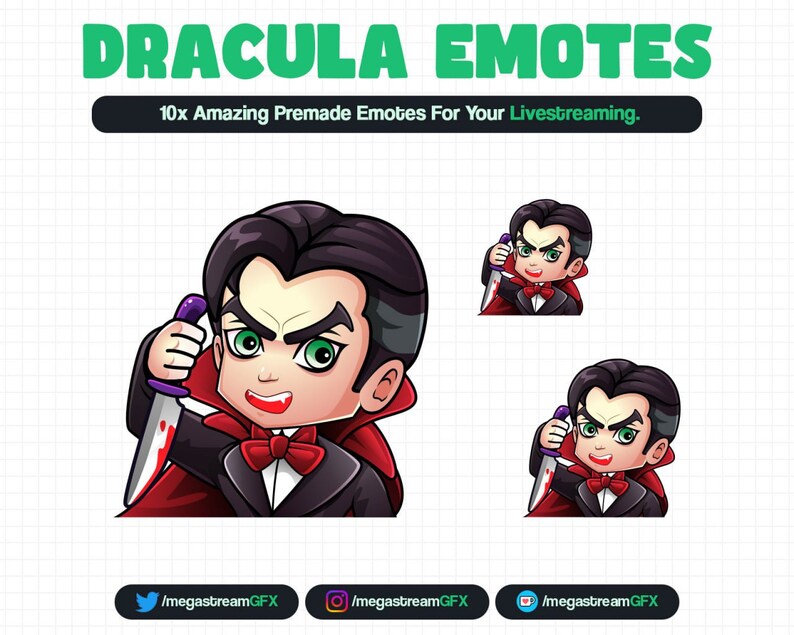 10x Dracula Twitch Emotes Horror Emotes Halloween Twitch - Etsy