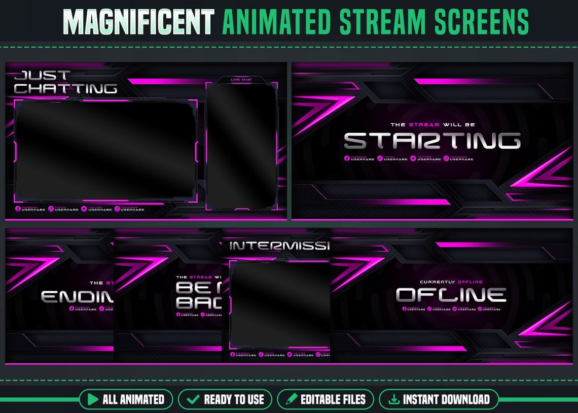 Pink Streaming Overlay Twitch Overlay I Twitch Panels I Twitch Alert ...