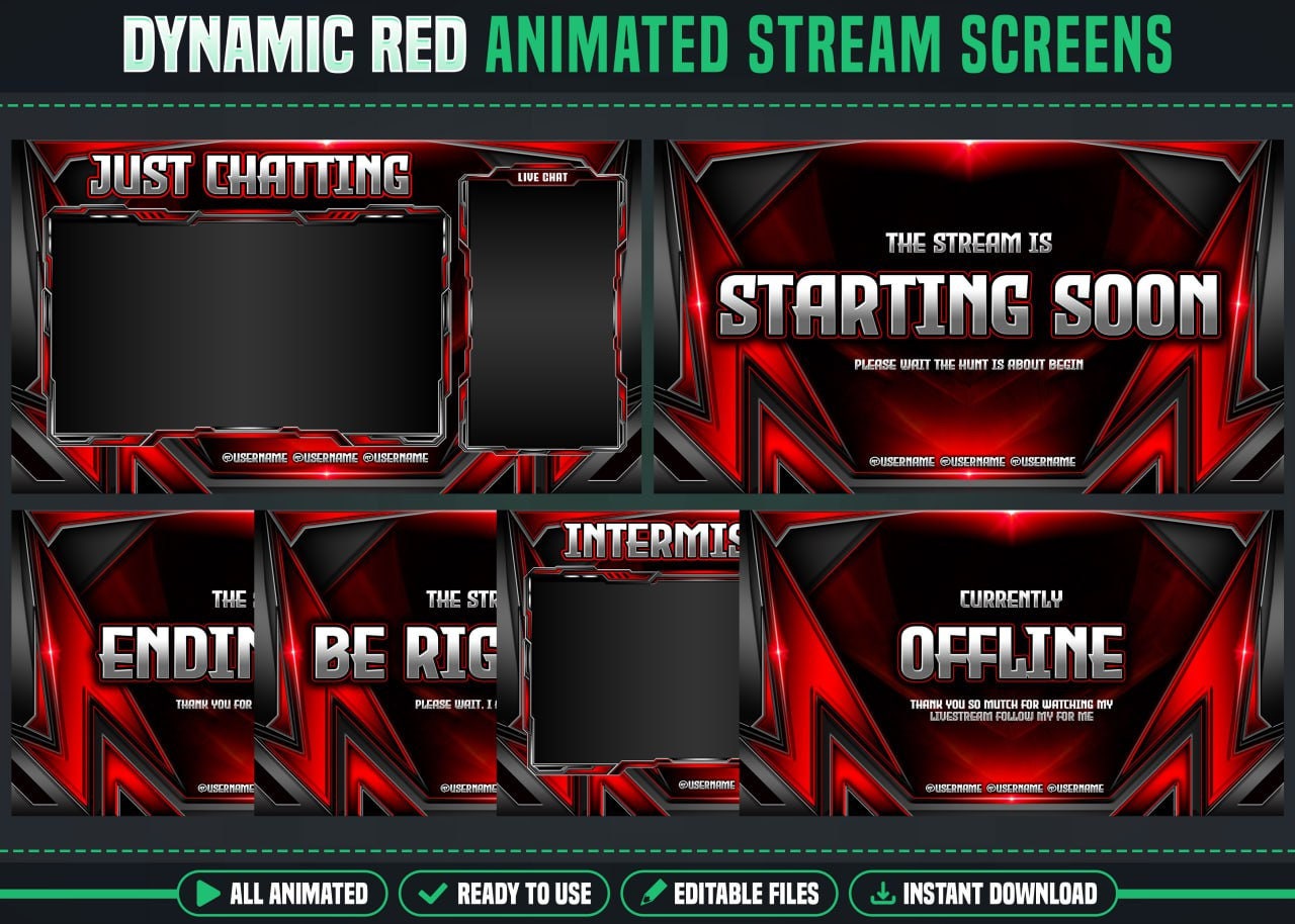Professional Red Overlay Clean Overlay Twitch Overlay stream Package ...
