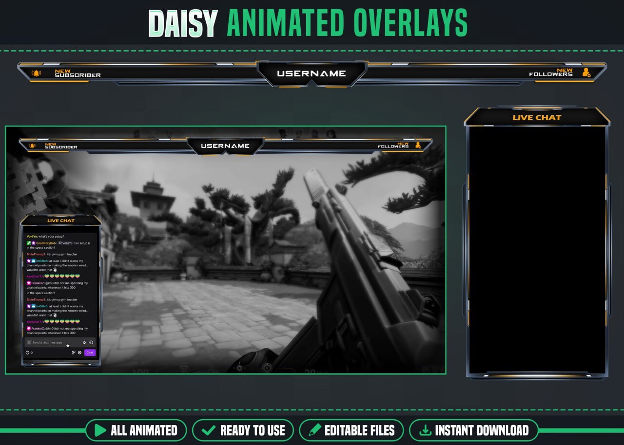 Yellow Streaming Overlay Twitch Overlay I Twitch Panels I Twitch Alert ...