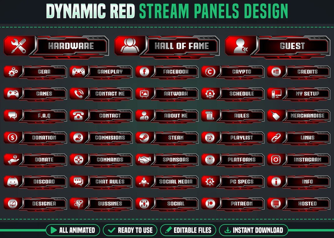 Professional Red Overlay Clean Overlay Twitch Overlay stream Package ...
