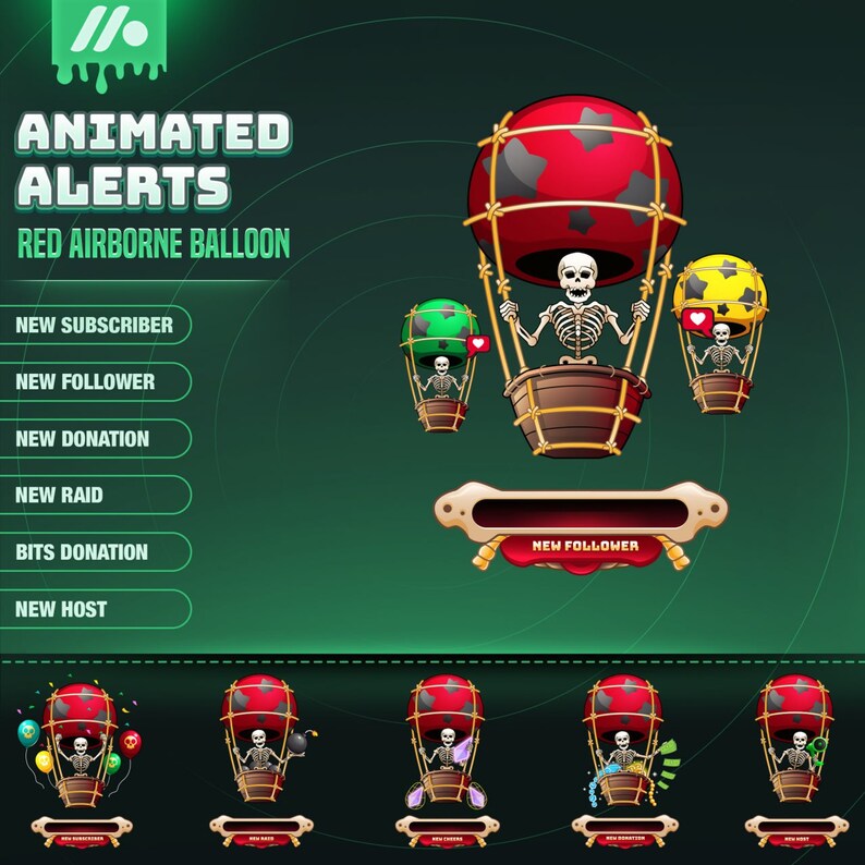 Red Air Balloon Alert Pack Horror Theme Alert Premade Twitch Alert ...