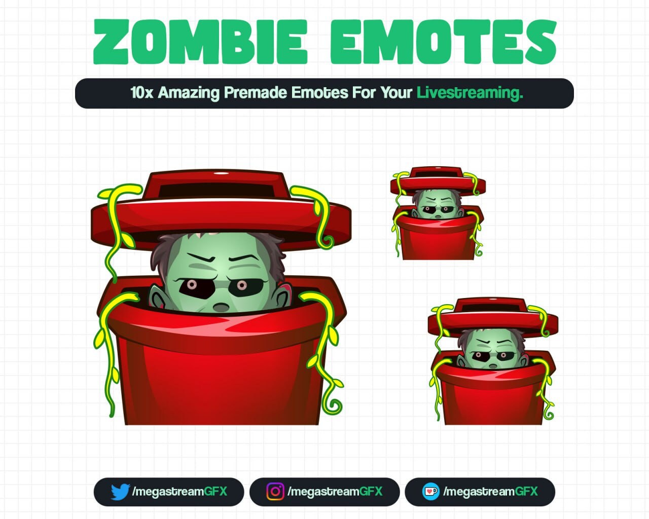 10x Zombie Twitch Emotes Horror Emotes Halloween Twitch - Etsy