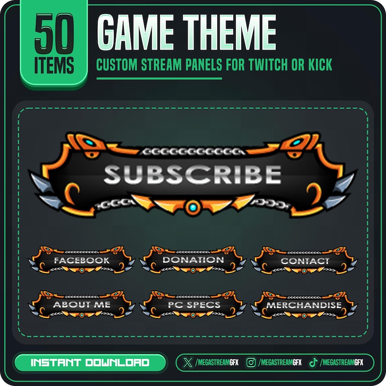 Gaming Stream Panels 50x Twitch Panels Set Customize Text Twitch Panels ...