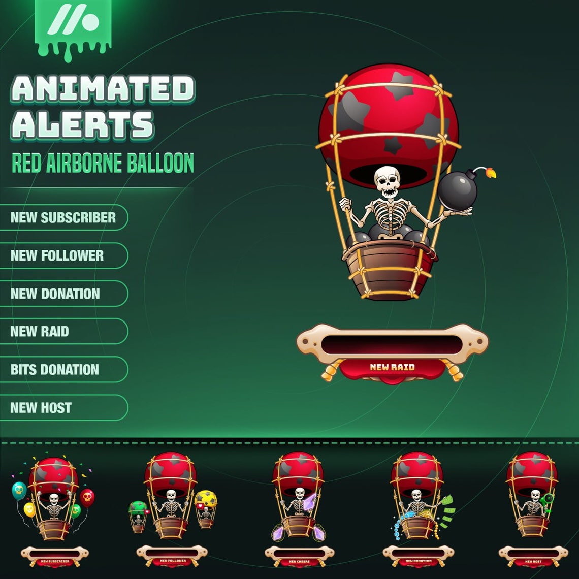 Red Air Balloon Alert Pack Horror Theme Alert Premade Twitch Alert ...