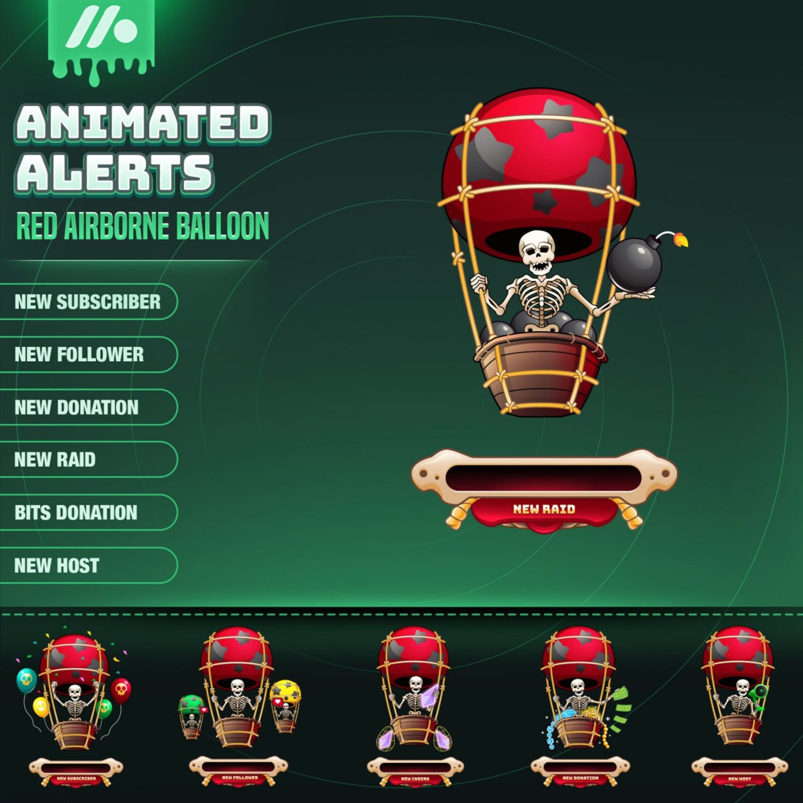 Red Air Balloon Alert Pack Horror Theme Alert Premade Twitch Alert ...