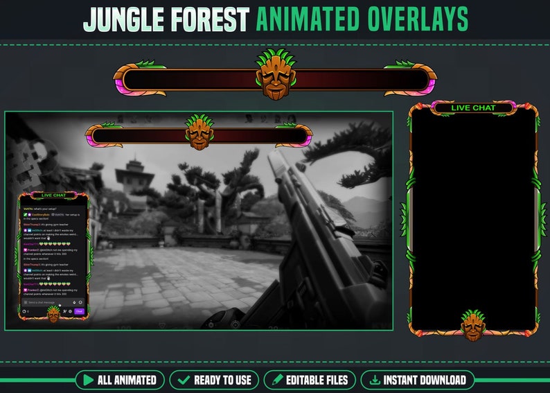 Jungle Forest Stream Overlay Package Nature Twitch Overlay Twitch ...