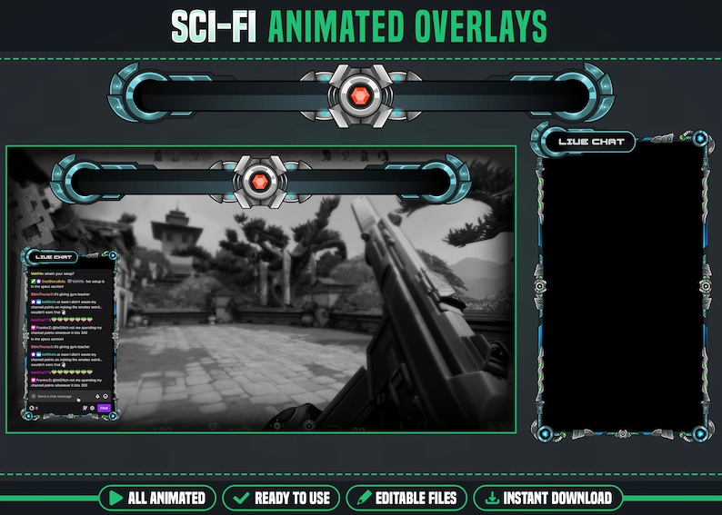 Sci-fi Technology Stream Overlay Package Sci-fi Twitch Overlay Twitch ...
