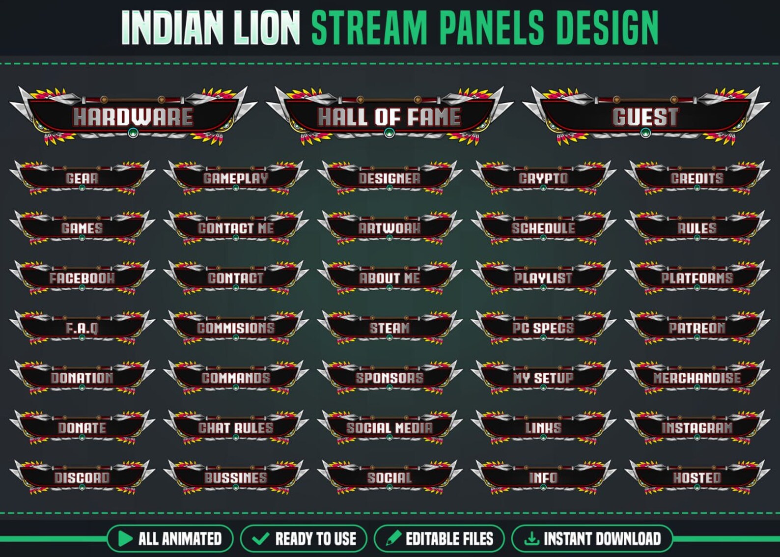 Indian Lion Stream Overlay Pack Thematic Overlay Animal Overlay Overlay ...