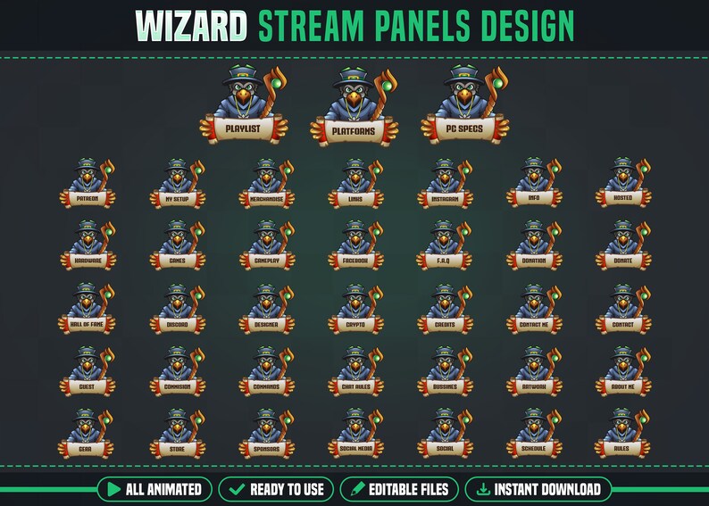 Wizard Stream Overlay Package Wizard Twitch Overlay Twitch - Etsy