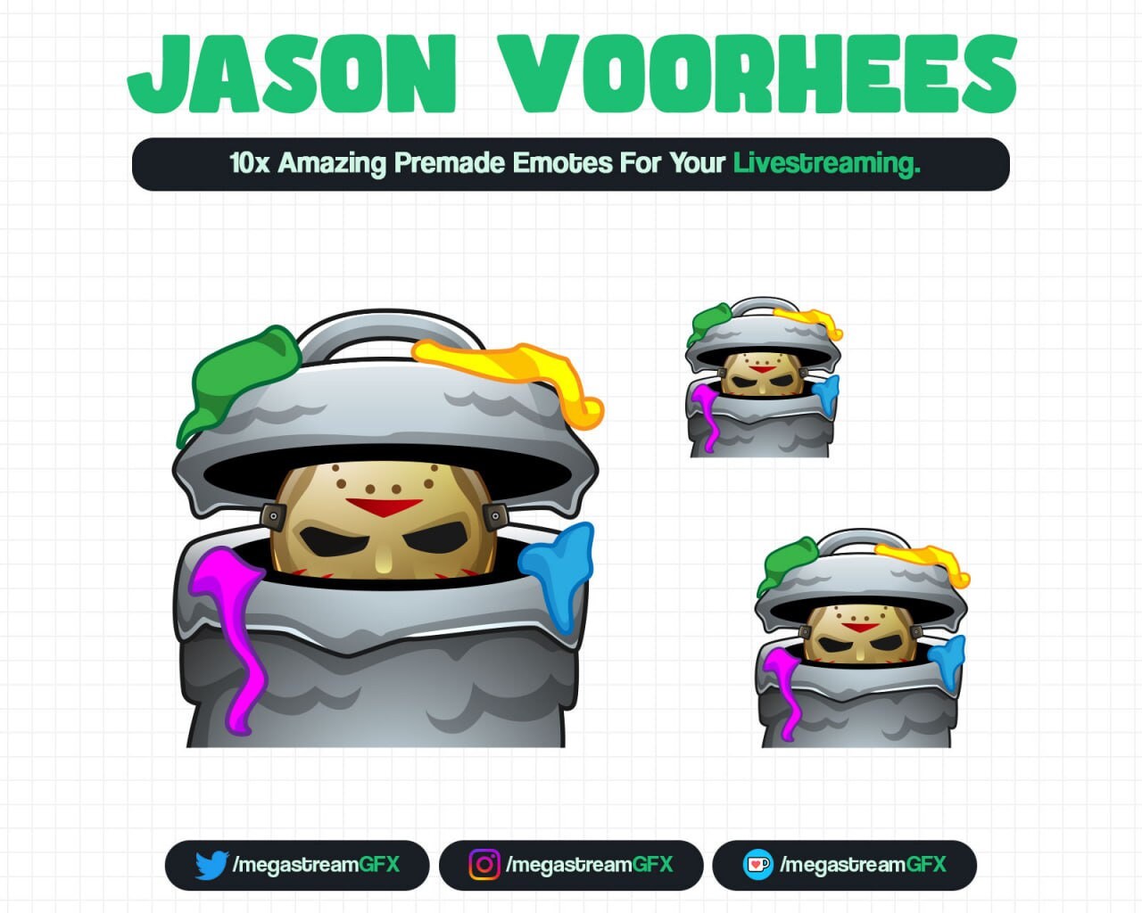 10x Jason Voorhees Twitch Emotes Horror Emotes Halloween Twitch Discord ...