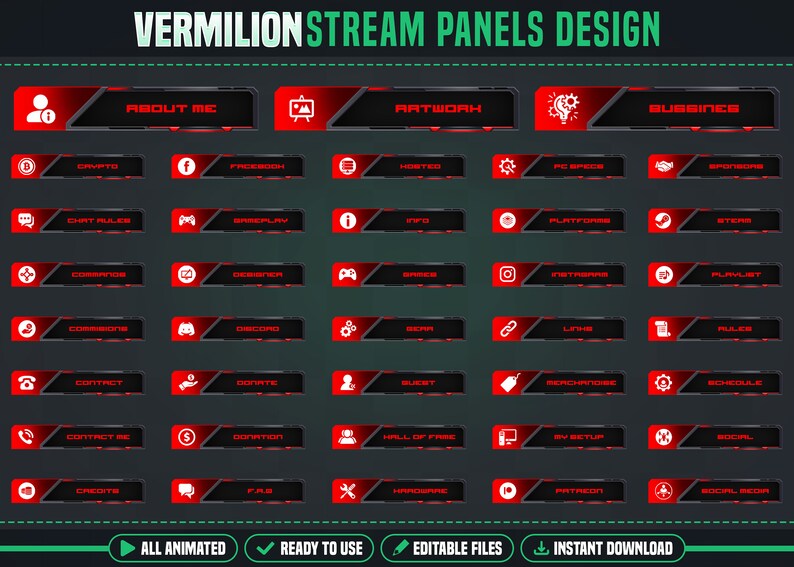RED Twitch Overlay Package Red Stream Overlay Pack Stream Overlay ...